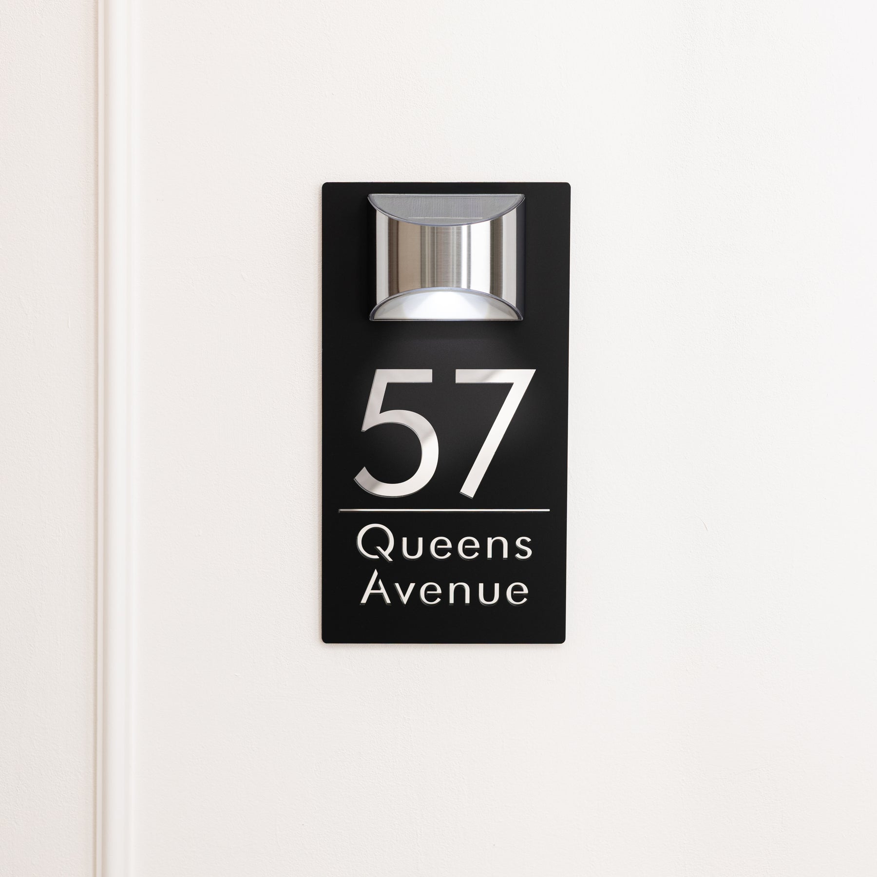 Personalized Engraved Solar Modern Door Plaque – Regal Maison