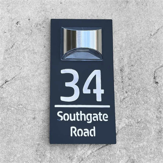 Personalized Engraved Solar Modern Door Plaque – Regal Maison